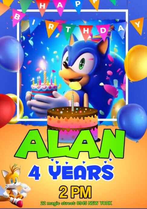 Copy of Sonic birthday video | PosterMyWall