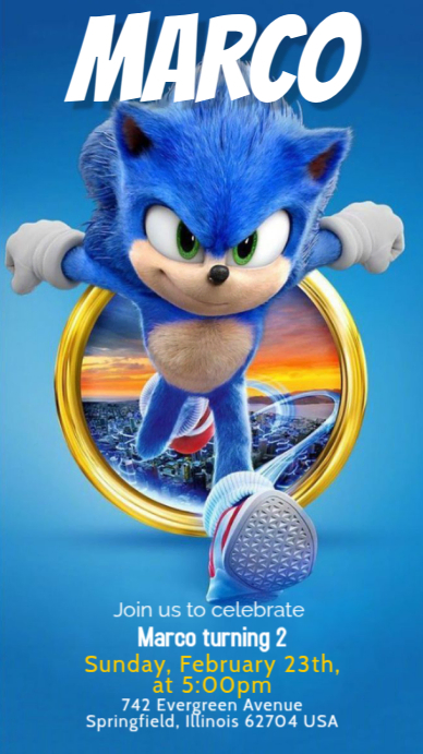 Sonic invitation Template | PosterMyWall
