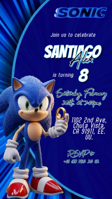 Sonic invitation Template | PosterMyWall