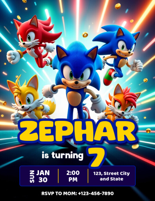 Sonic Kids Birthday Invitation Template | PosterMyWall