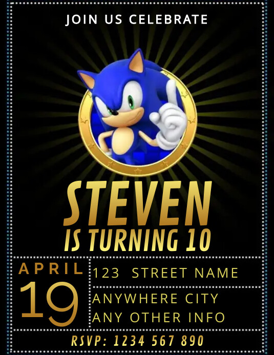 Sonic Kids Birthday Template | PosterMyWall
