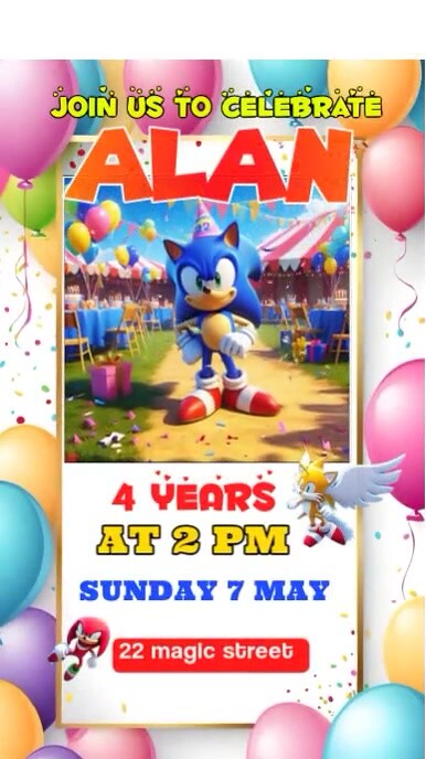 Sonic party birthday Template | PosterMyWall