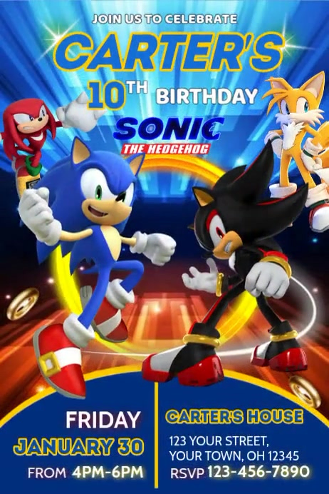Sonic The Hedgehog 3 Birthday Invitation Template | PosterMyWall