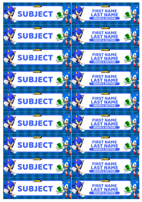 Sonic the Hedgehog School Subject Labels Template | PosterMyWall