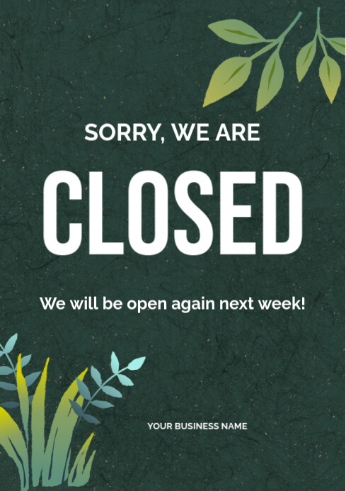Sorry we're closed temporary announcement Template | PosterMyWall