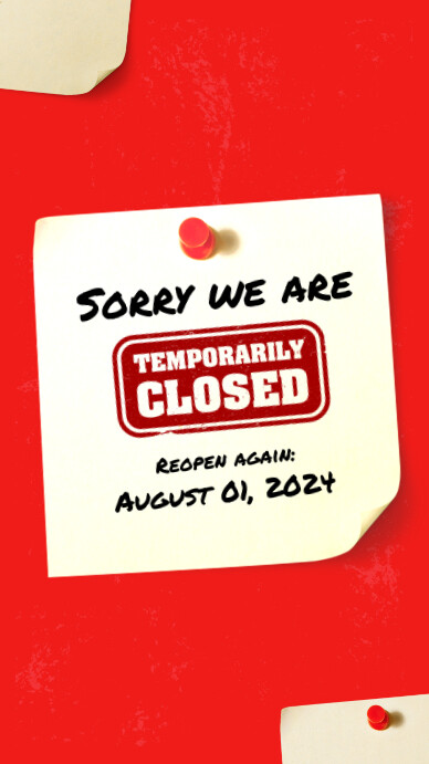 Plantilla de Sorry We're Closed Announcement Instagram Sto | PosterMyWall