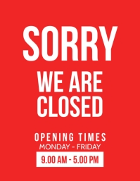 SORRY WE'RE CLOSED SHOP SIGN TEMPLATE | PosterMyWall