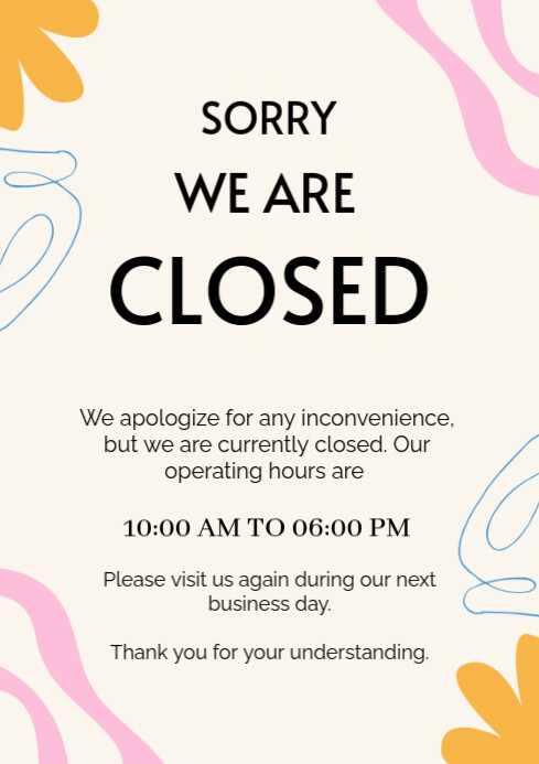 Copy of Sorry we are closed | PosterMyWall