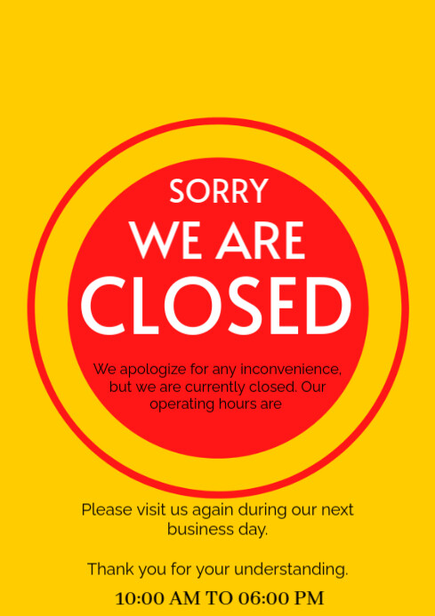 Sorry we are closed Template | PosterMyWall