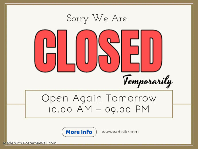 Plantilla de Sorry we are closed Poster | PosterMyWall