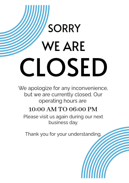 Sorry we are closed today Template | PosterMyWall