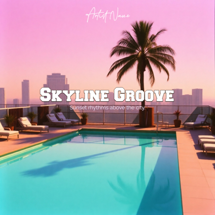 Plantilla de Soul City Rooftop Lounge – Vintage Retro Poolside Gradient ...