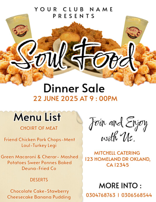 Soul Food Dinner Flyer Template | PosterMyWall
