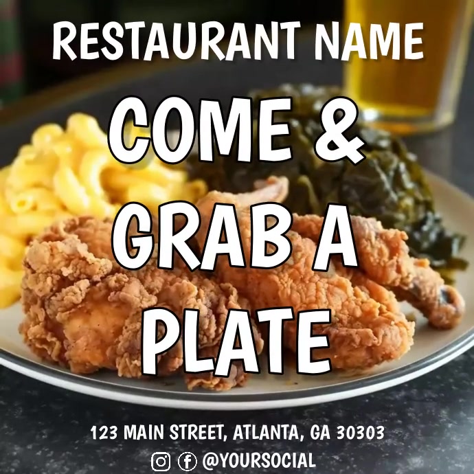 Copy of Soul Food restaurant social media banner ad ( | PosterMyWall