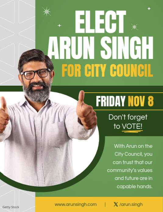 South Asian Man Campaign Election Flyer Template | PosterMyWall