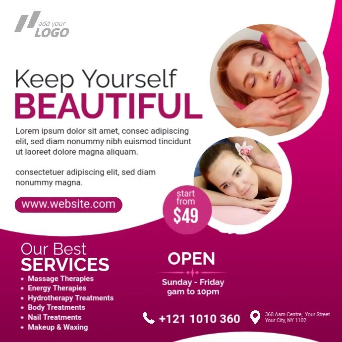 Spa & Beauty Care Center Ads Template | PosterMyWall