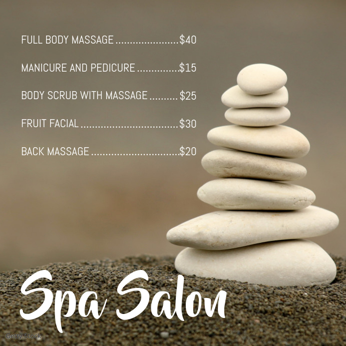 spa menu Template | PosterMyWall