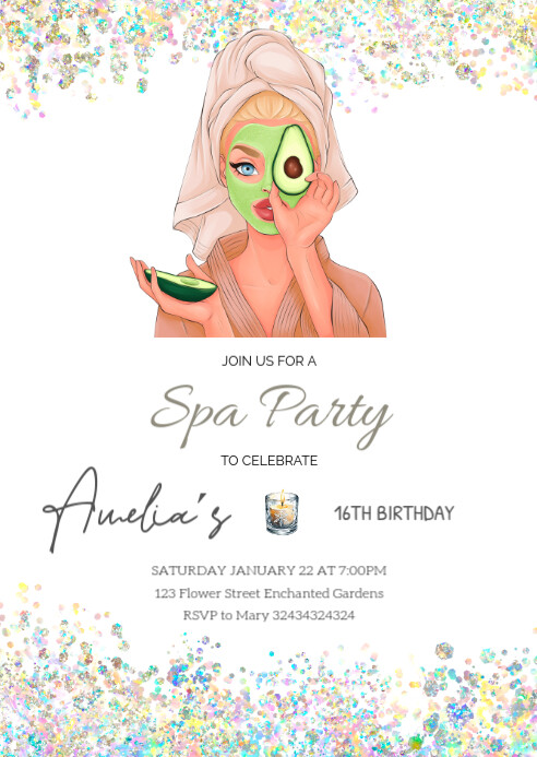 Spa Party Birthday Invitation, Spa Party Invite, Template | PosterMyWall