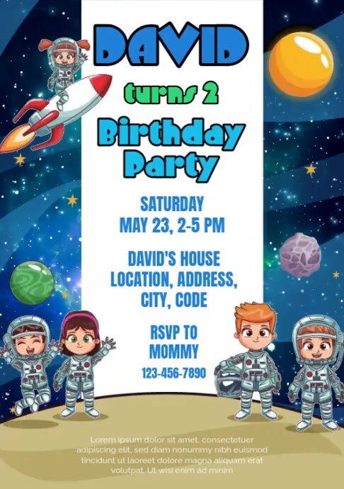 Space Birthday Invitation Template | PosterMyWall