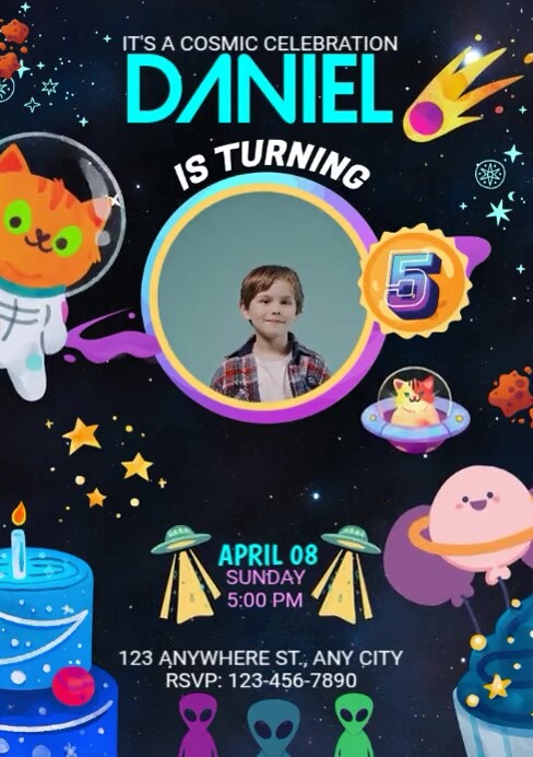 Plantilla de Space Birthday Theme Ads | PosterMyWall
