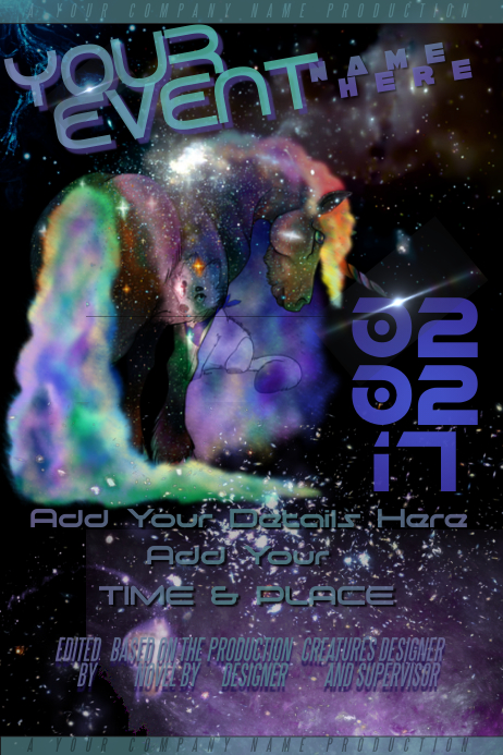 Space Galaxy Groovy Unicorn Star Art Party Club Event DJ Template ...