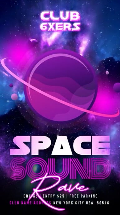 Plantilla de Space Sound Rave | PosterMyWall