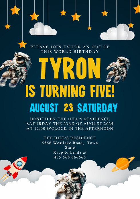 SPACE THEMED BIRTHDAY PARTY Template | PosterMyWall