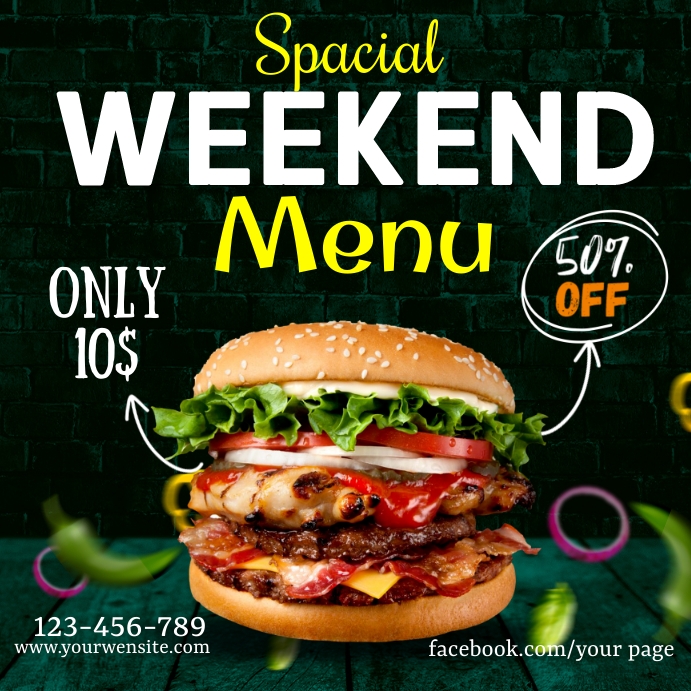 Spacial weekend menu Template | PosterMyWall