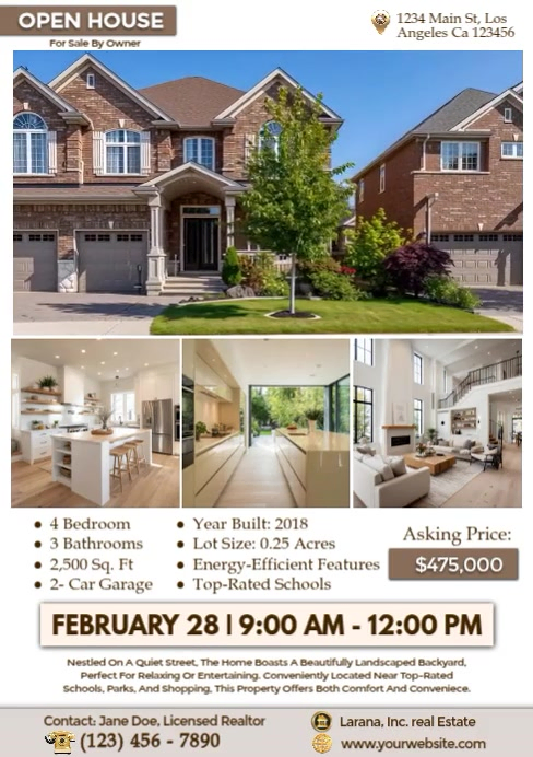 Spacious Family Home Open House Template | PosterMyWall