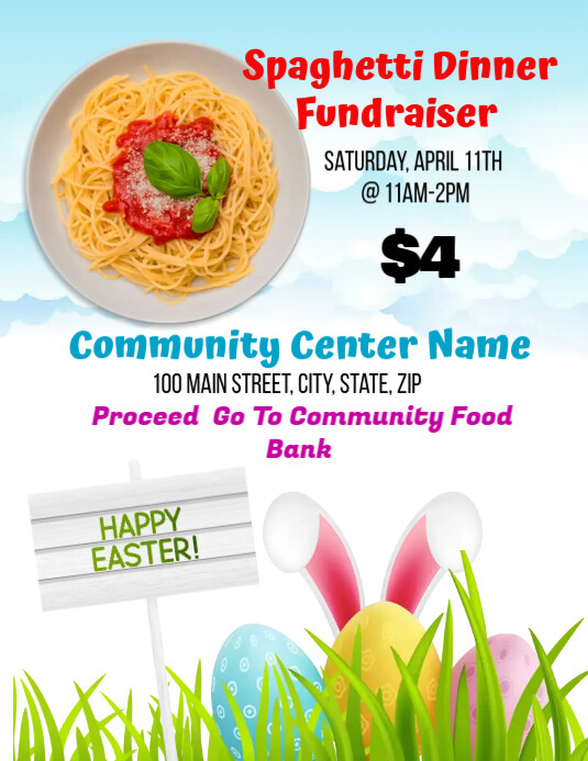 Spaghetti Fundraiser Template | PosterMyWall