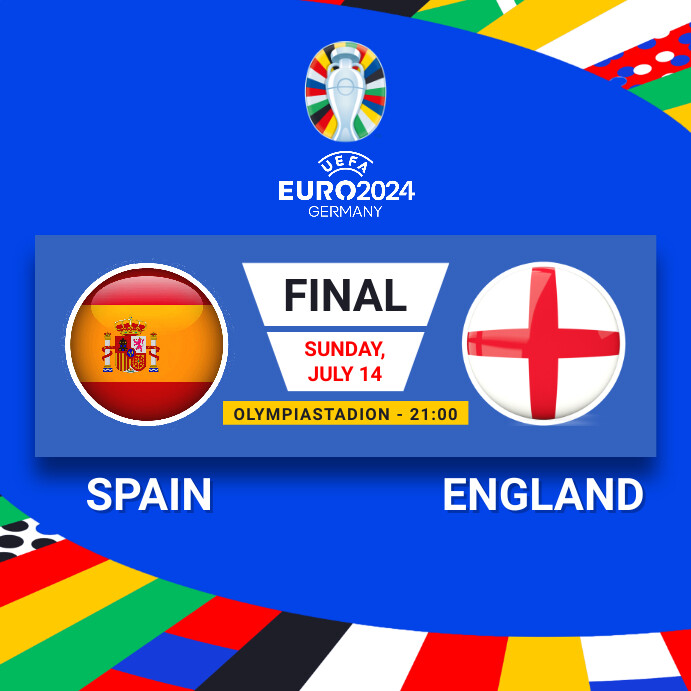 Spain vs england euro 2024 final instagram po Template | PosterMyWall