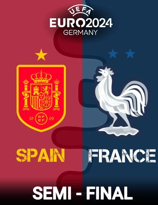 spain vs france semifinal flyer poster euro 2 Template | PosterMyWall