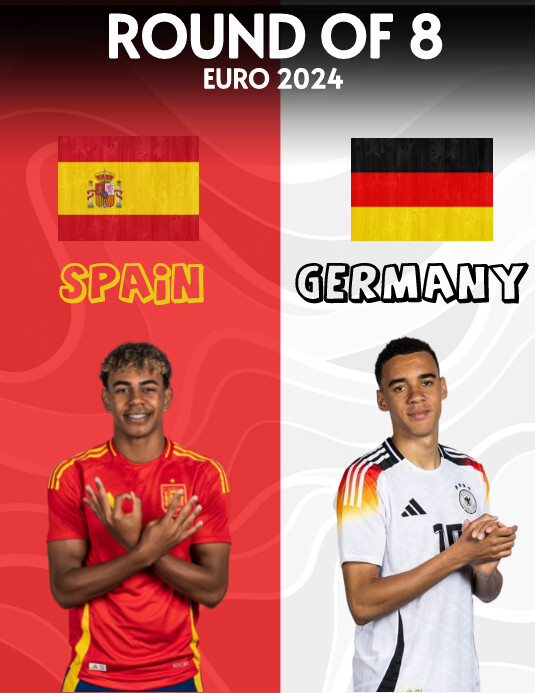 Spain vs germany euro 2024 round of 8 flyer Template | PosterMyWall