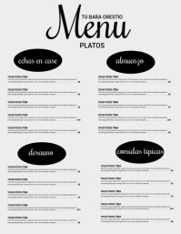 Blank Menu Template Spanish