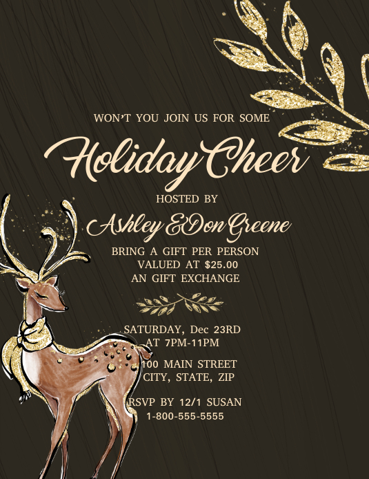 Sparkle Reindeer Holiday Cheer Template | PosterMyWall