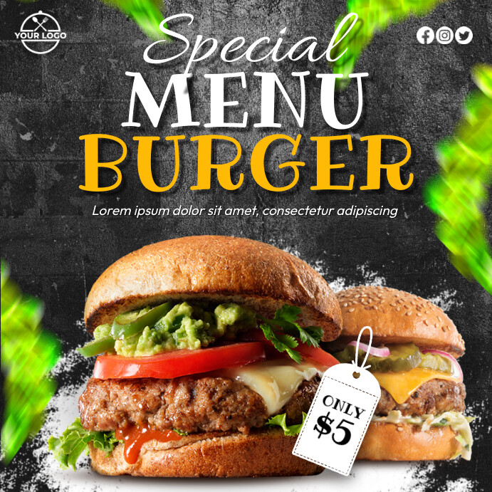 Special Burger Menu Ads Template | PosterMyWall