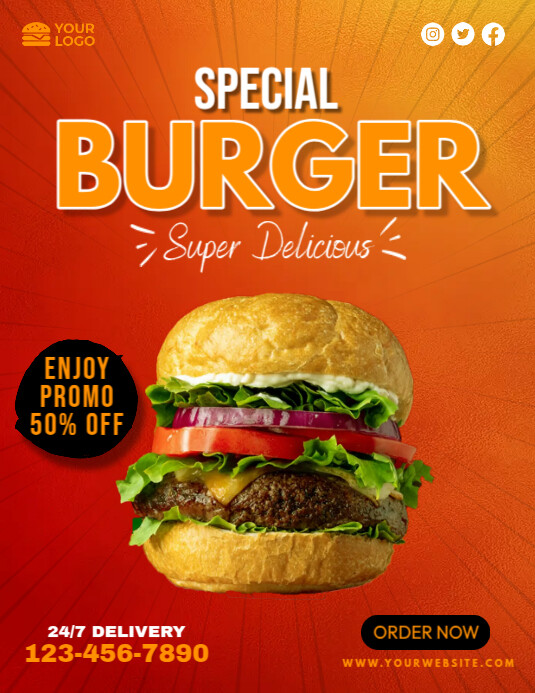 Plantilla de Special Burger Menu | PosterMyWall