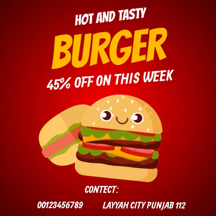 Plantilla de SPECIAL BURGER OFFER TEMPLATE | PosterMyWall