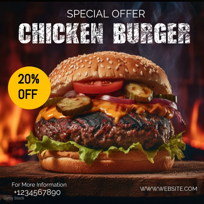 special chicken burger template | PosterMyWall