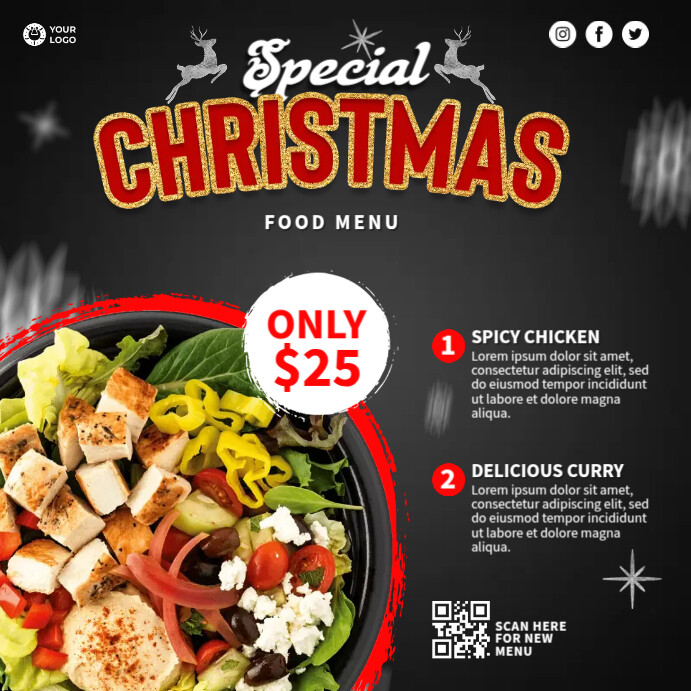 Special Christmas Food Menu Template | PosterMyWall