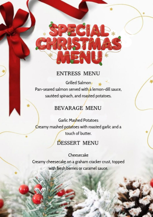 Special Christmas Menu Ads Template | PosterMyWall