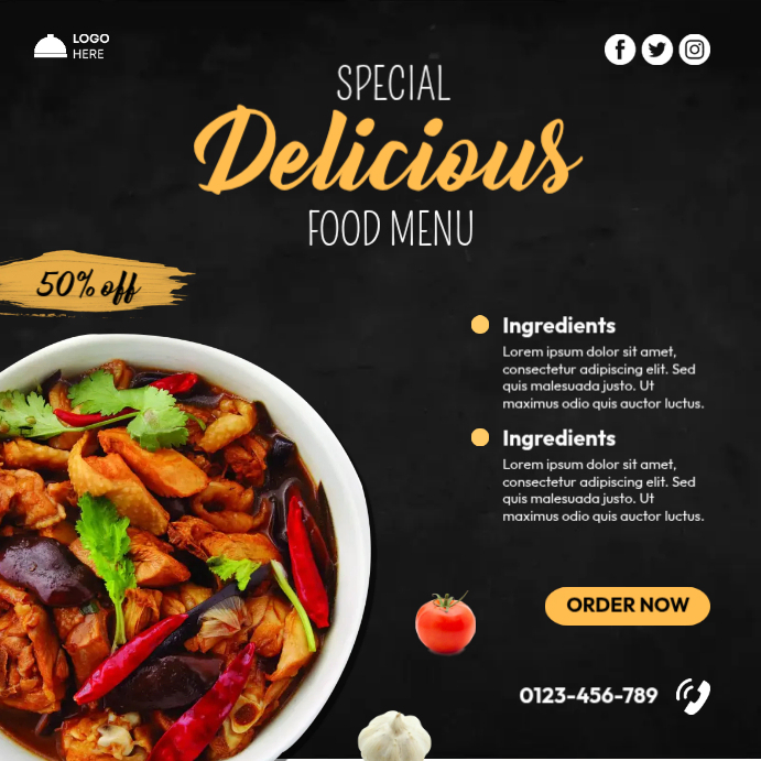 Special Delicous Food Menu Template | PosterMyWall