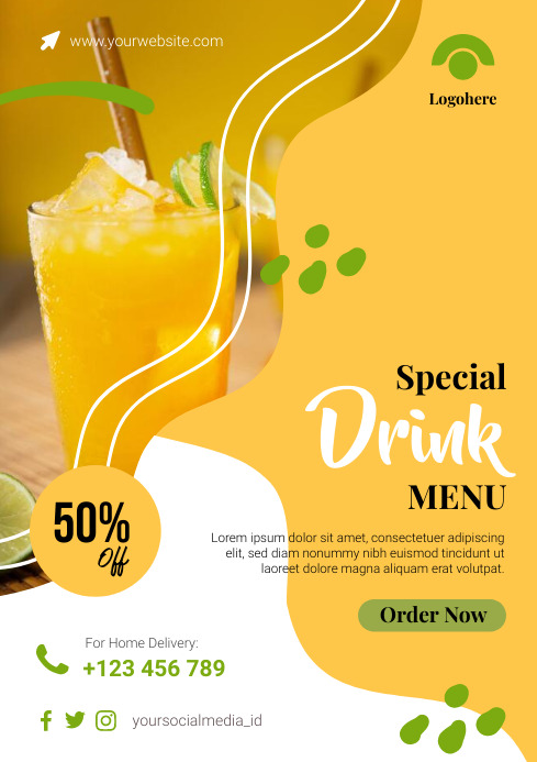 Copy of Special Drink Menu Restaurant Poster Flyer | PosterMyWall