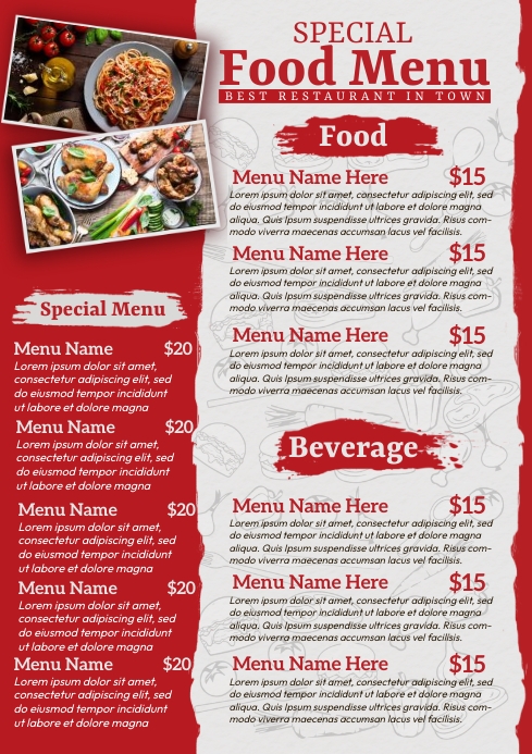 Special Food Menu Template | PosterMyWall
