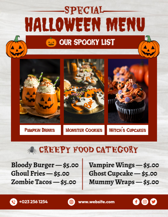 Special Halloween Food Menu Template | PosterMyWall