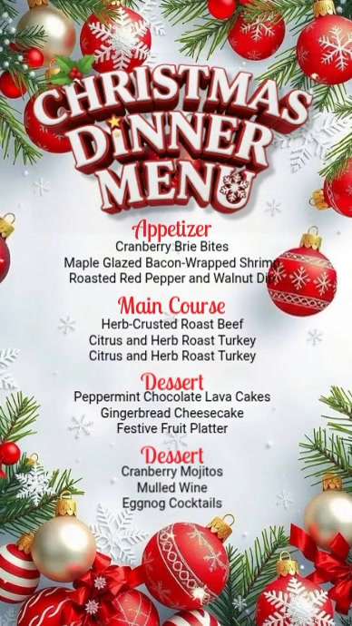 Special Holiday Christmas Menu Template | PosterMyWall