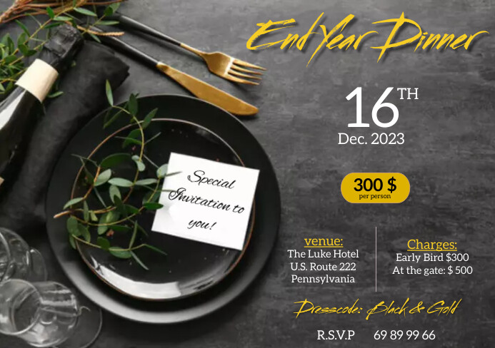 Copy of SPECIAL INVITATION TO DINNER PARTY CARD FLYER | PosterMyWall