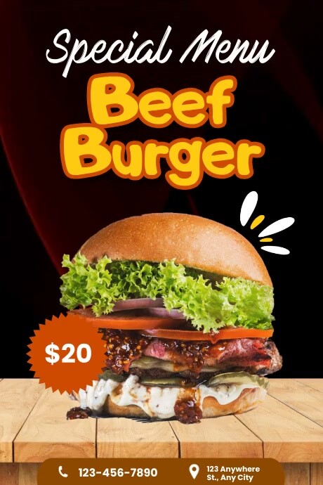 Modèle Special Menu Beef Burger | PosterMyWall