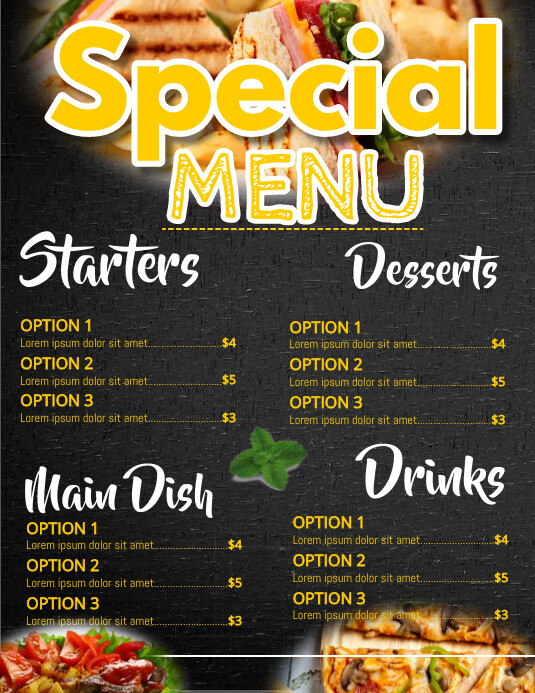 Copy of Special menu boards | PosterMyWall
