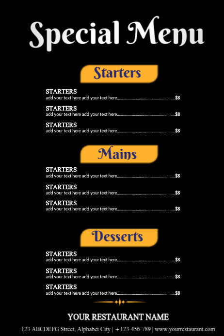 Special Menu Template | PosterMyWall